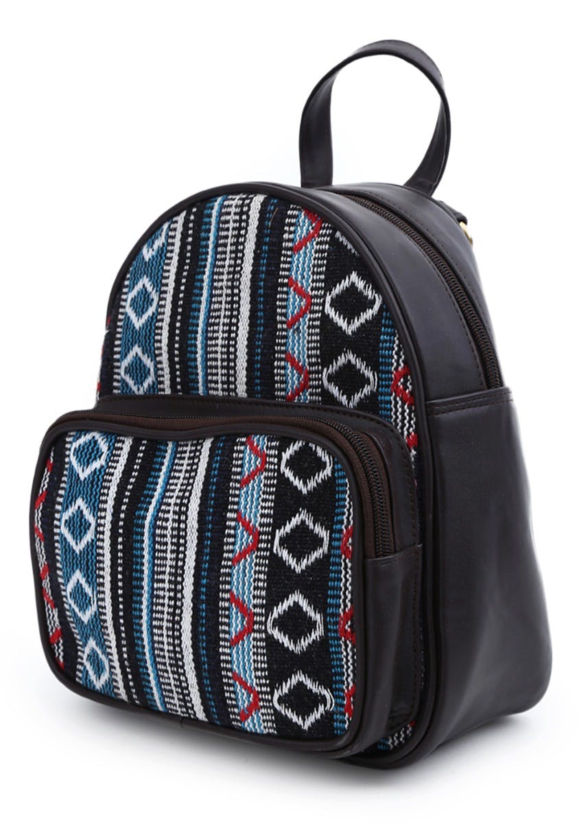 Get Handmade Blue Aztec Print Backpack at ₹ 1500 | LBB Shop