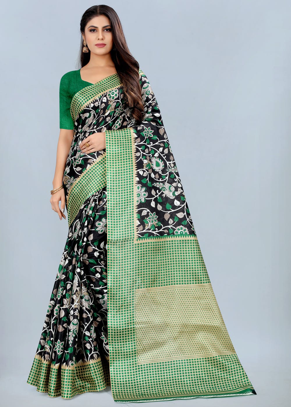 Get Black And Green Soft Tussar Silk Saree At ₹ 799 Lbb Shop