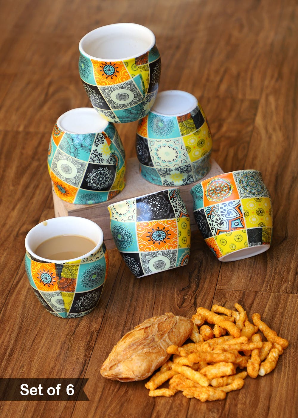 Get Handcrafted Ceramic Kulhad Chai Coffee Mug (Multicolour) - Set of 6 ...