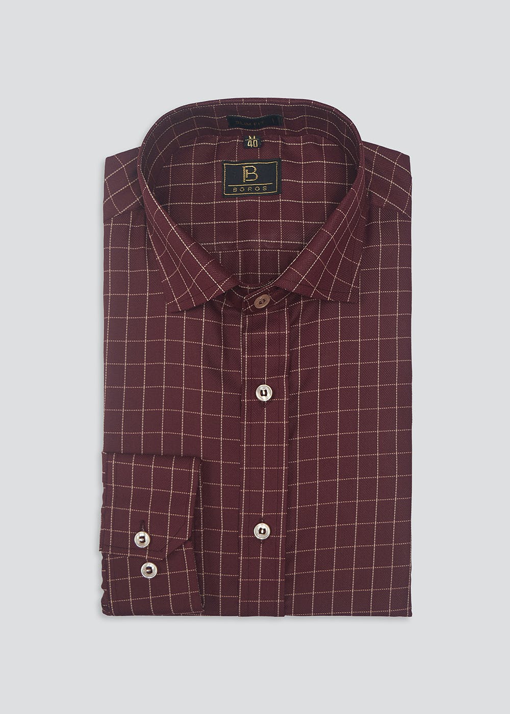 Get Contrast Pane Checkered Maroon Shirt at ₹ 1699 | LBB Shop