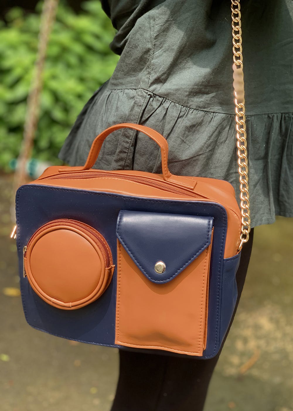 Get Contrast Pocket Detail Navy Radio Bag at ₹ 1499 | LBB Shop