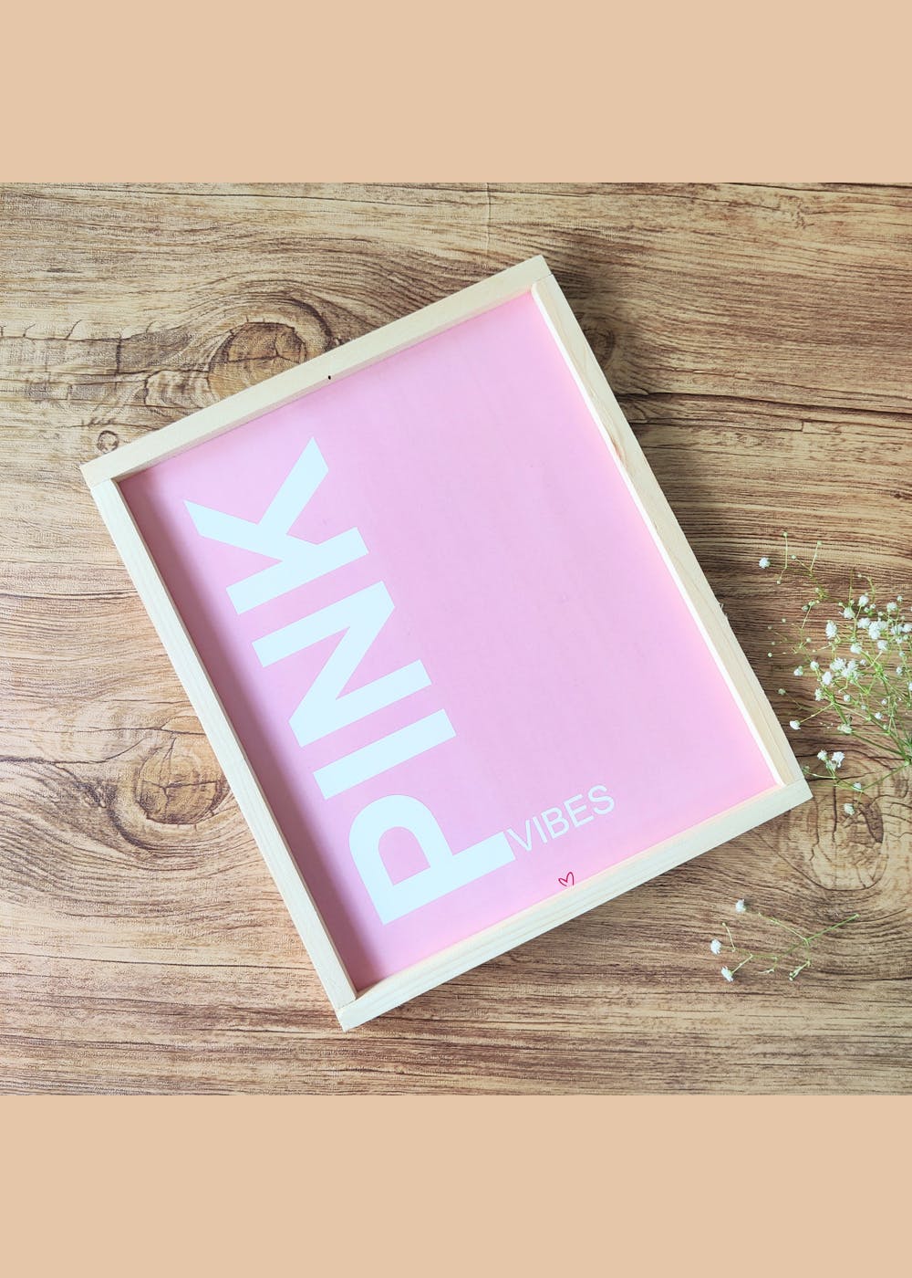 Get Pink Vibes Pinewood Wall Frame at ₹ 419 | LBB Shop