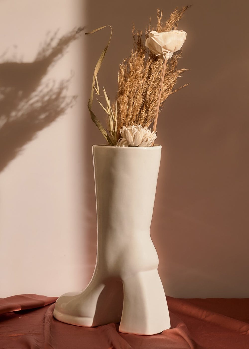 Get Modern & Minimalist 11 Inch Ceramic Flower Boot Vase Gloss White at ...
