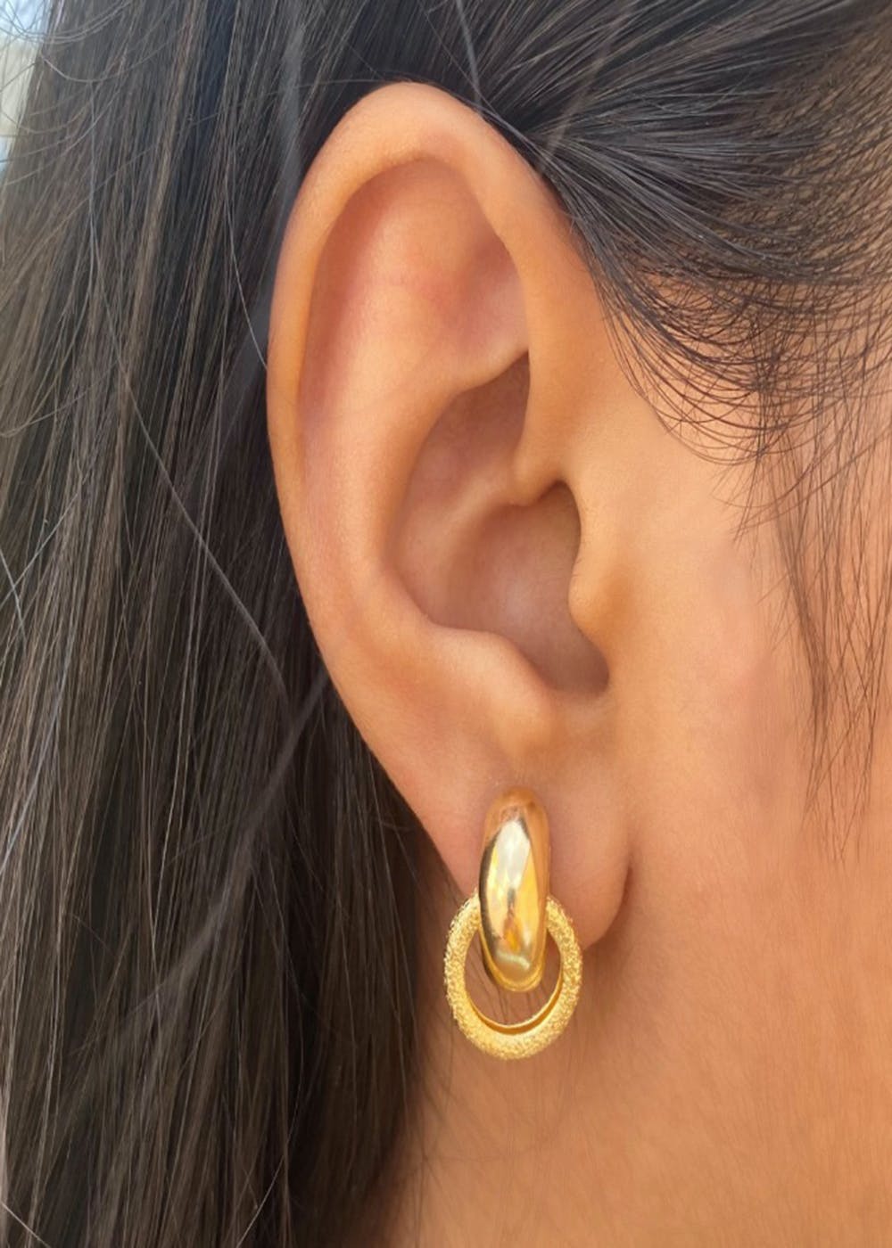 Get Textured Gold Hoop In Hoop Studs at ₹ 299 | LBB Shop