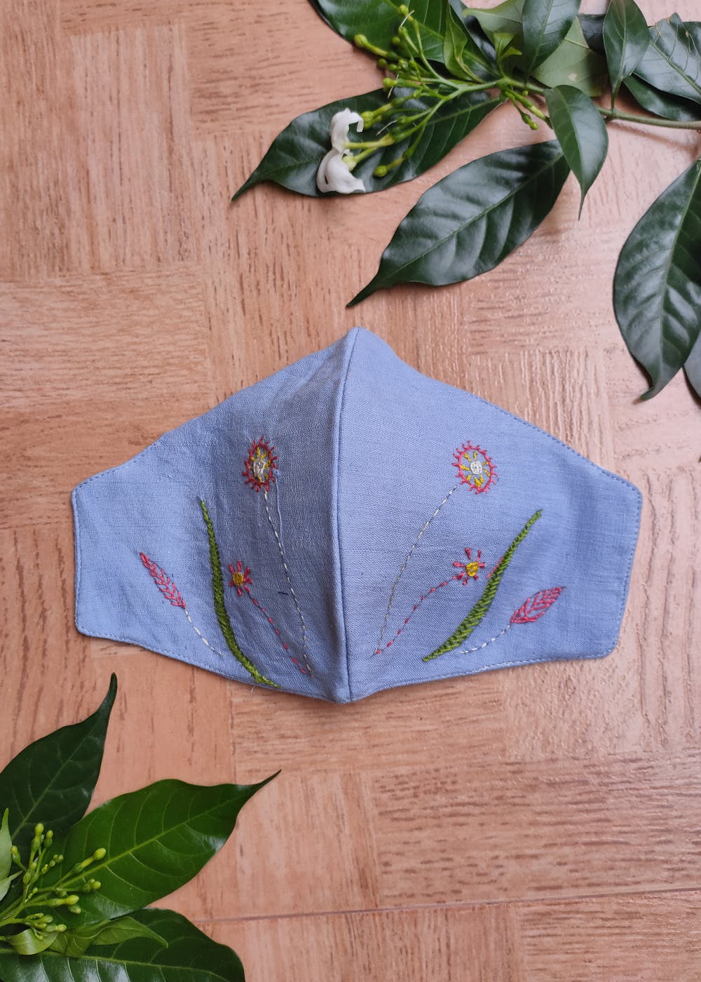 Get Floral & Leaf Hand Embroidered Mask at ₹ 159 | LBB Shop