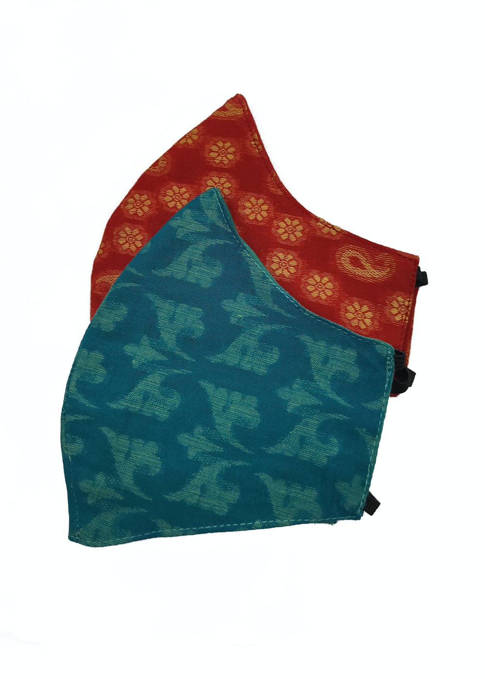 Get 3 Layer Brocade Face Mask Set of 2- Blue & Red at ₹ 159 | LBB Shop