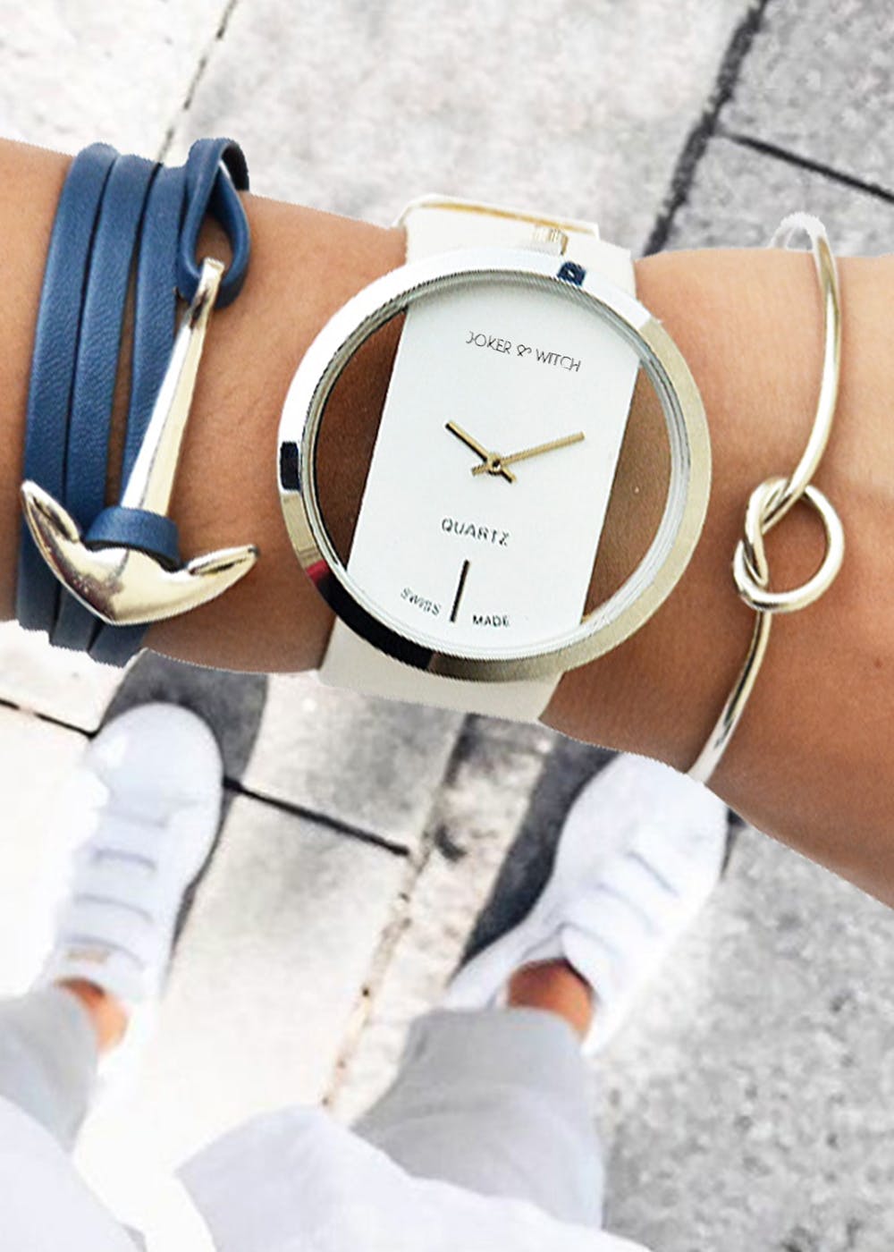 Get Nautical White Bracelet Stack & Watch Set at ₹ 1599 | LBB Shop