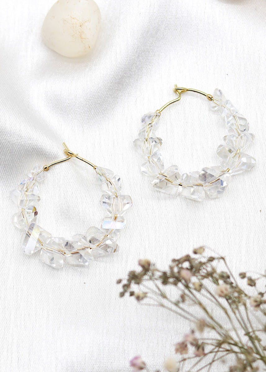Get Transparent Stone Hoops at ₹ 649 | LBB Shop