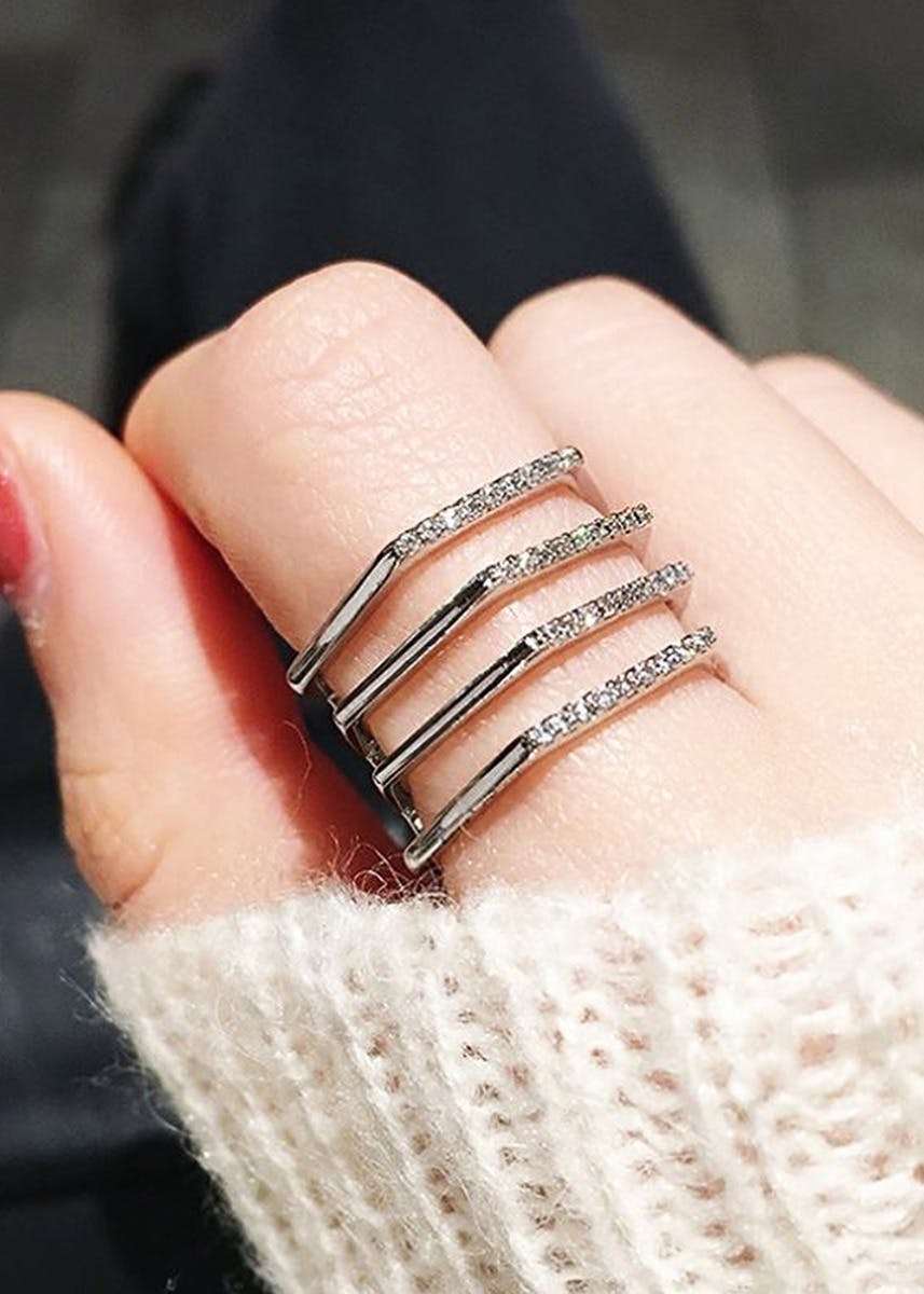 Get Rhinestone Detail Cuffed Ring at ₹ 799 | LBB Shop