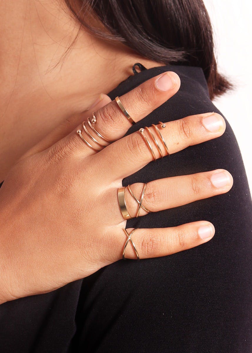 Get Gold-Toned Midi Rings (Set Of 6) at ₹ 349 | LBB Shop
