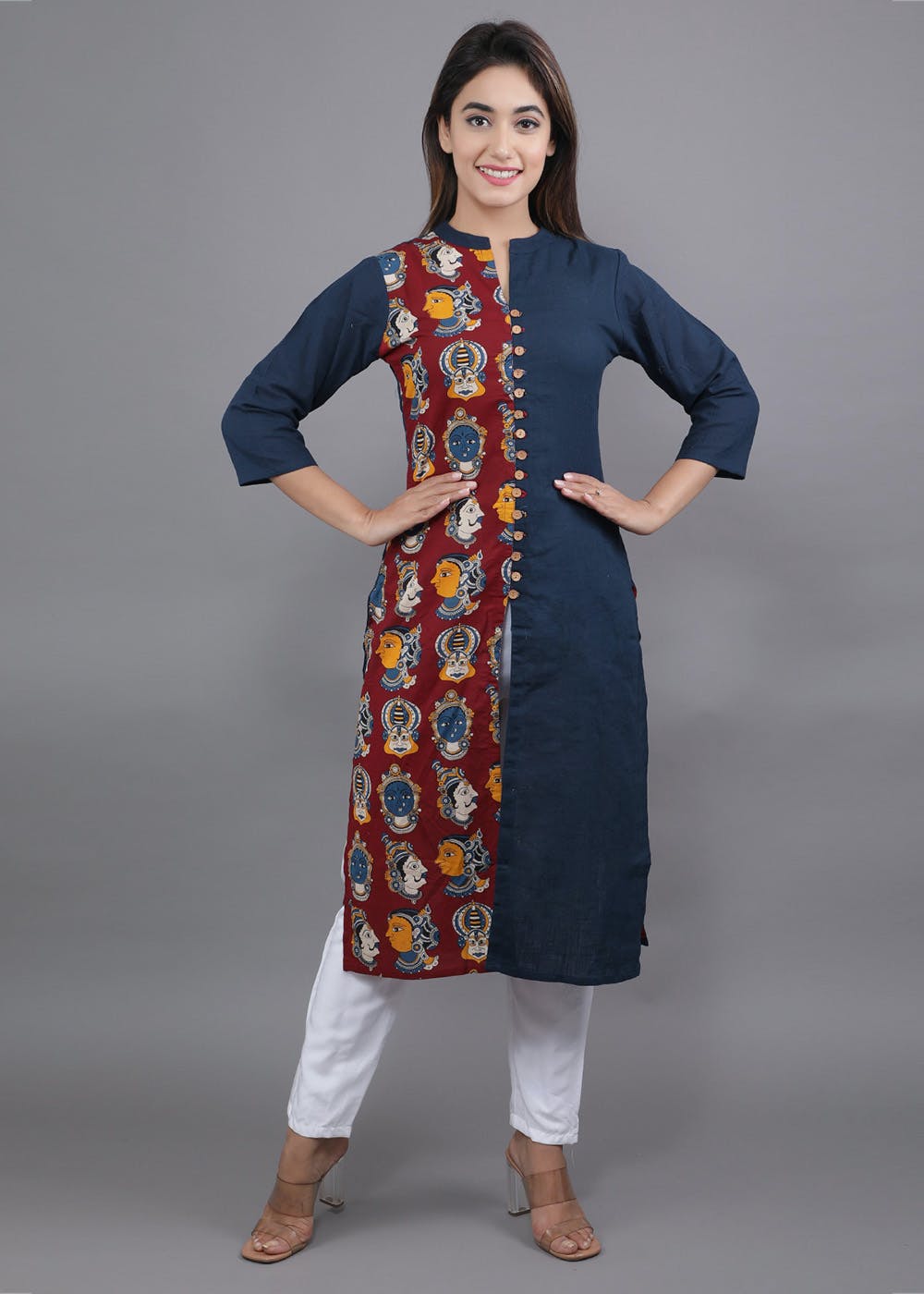 Get One Side Dancers Face Printed Navy Kurta at ₹ 1199 | LBB Shop