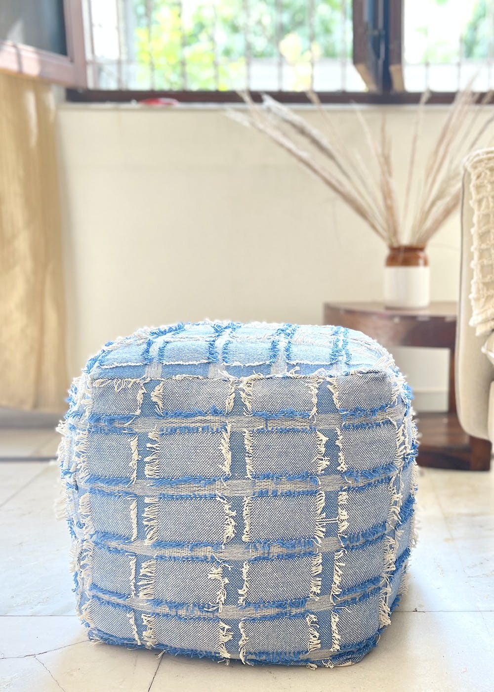 Get Boho Handloom Tufted Cotton Pouf at ₹ 1749 | LBB Shop