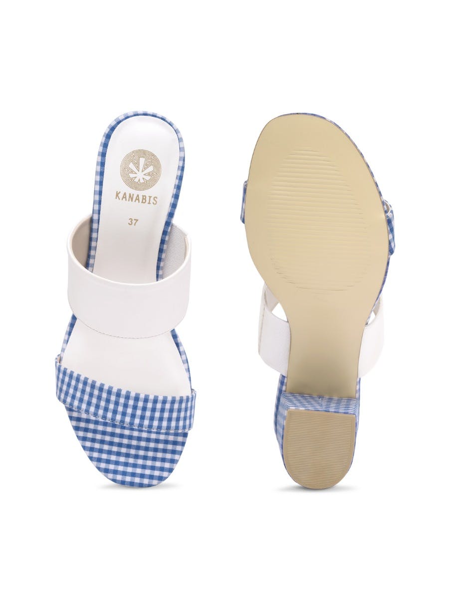 Get Gingham White Block Heels at ₹ 2900 | LBB Shop