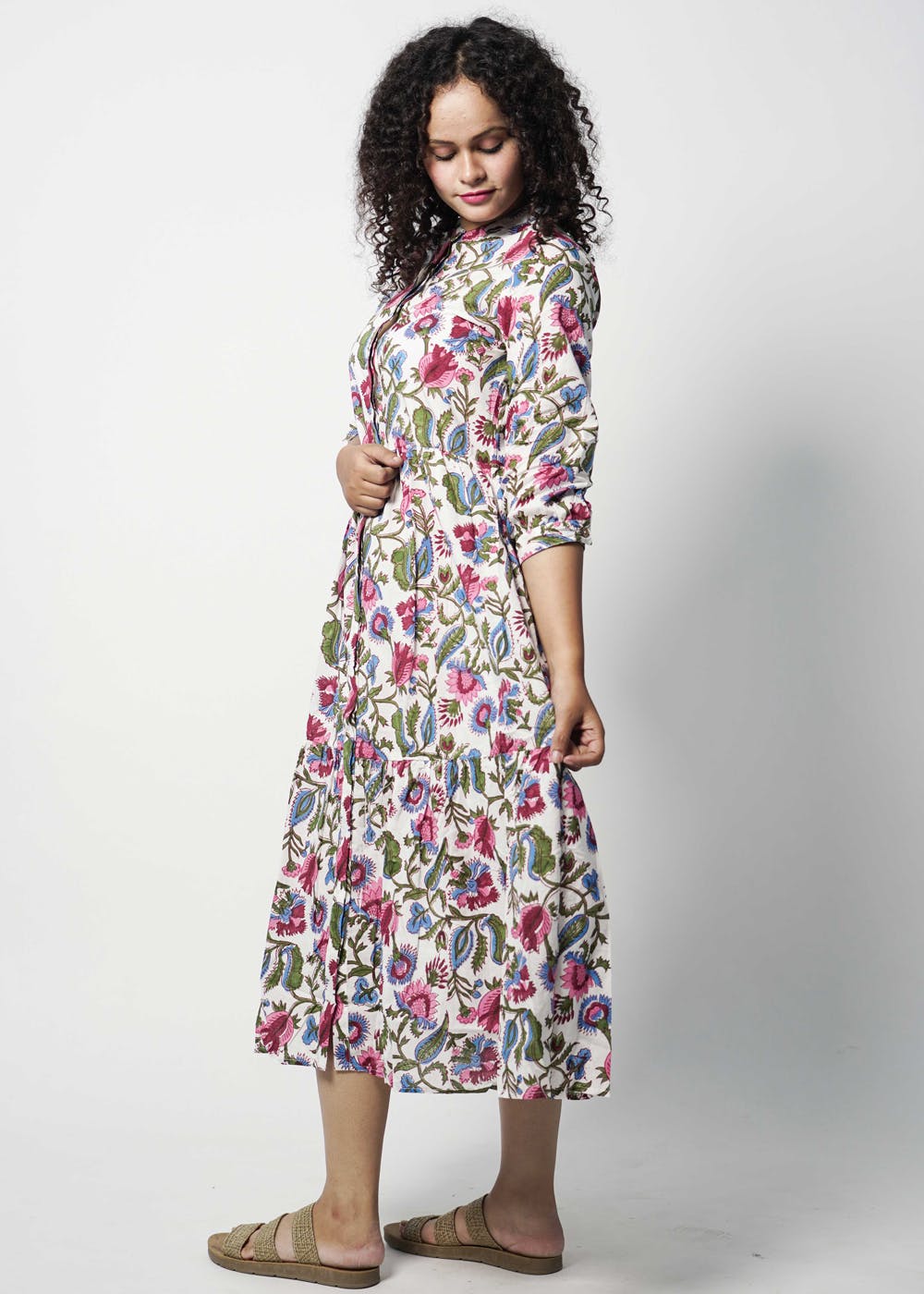 Get Floral Printed White Pleated A-Line Dress at ₹ 1800 | LBB Shop