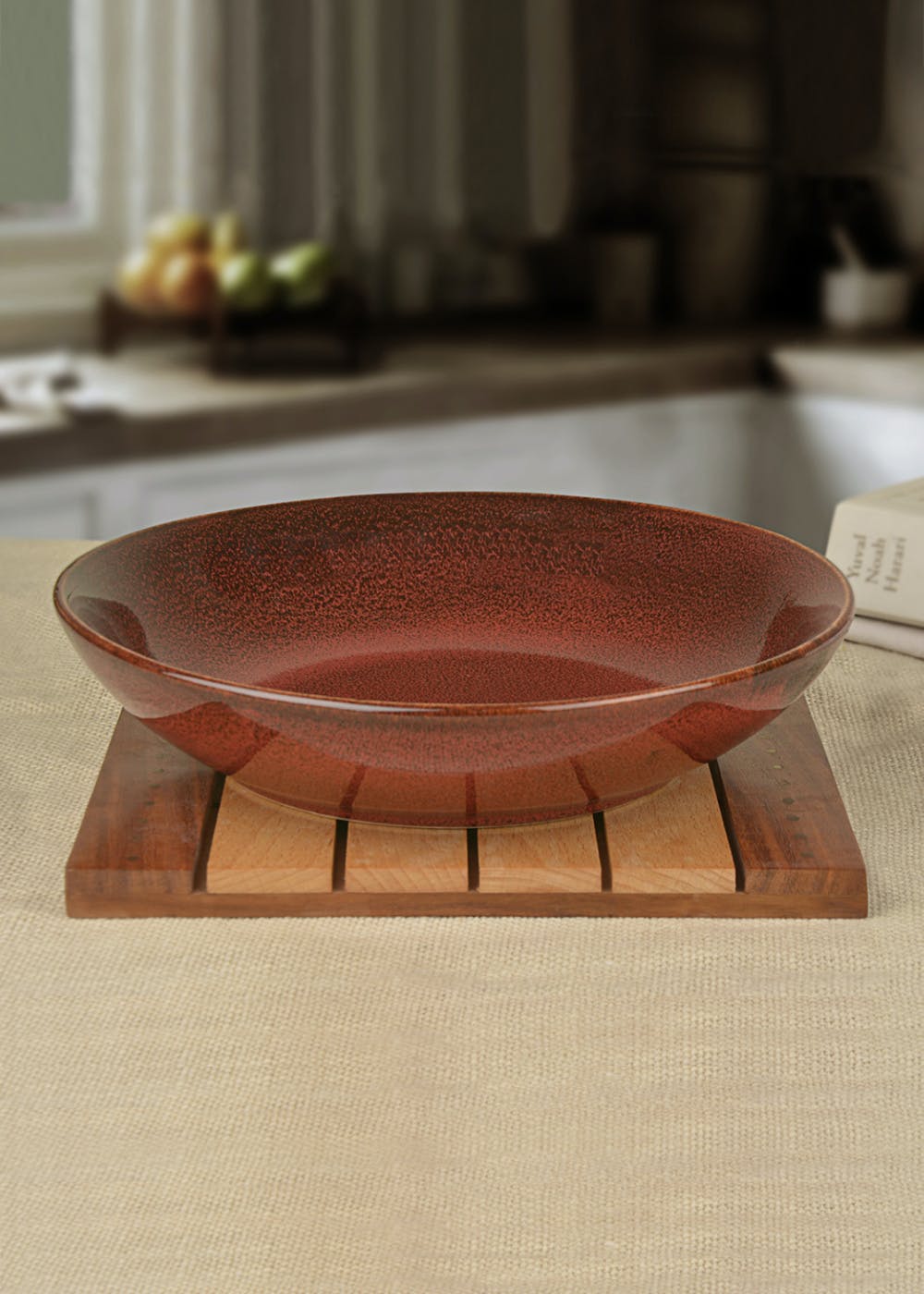 Get Crimson Red Ceramic Shallow Serving Bowl at ₹ 1200 | LBB Shop