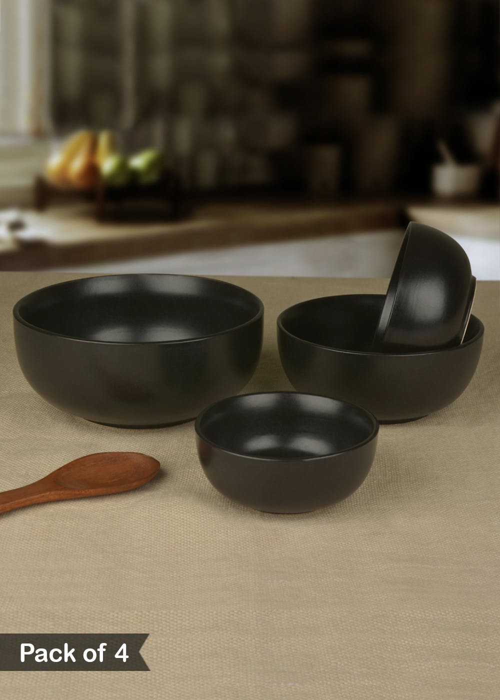 Get Studio Pottery Black Matt Dinner Serving Bowl - Set of 4 at ₹ 1330 ...