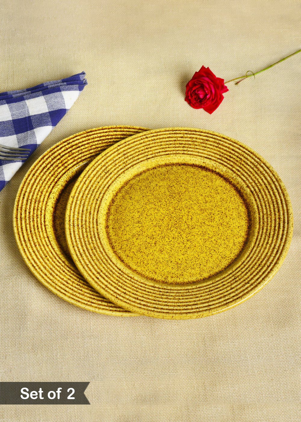 Get Mustard Yellow Studio Pottery Ceramic Dinner Plates - Set of 2 at ...
