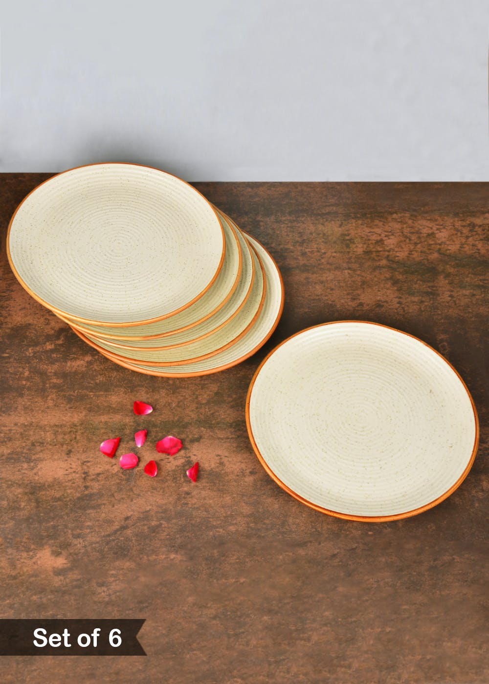 Get Off White Studio Pottery Ribbed Ceramic Dinner Plates - Set of 6 at ...