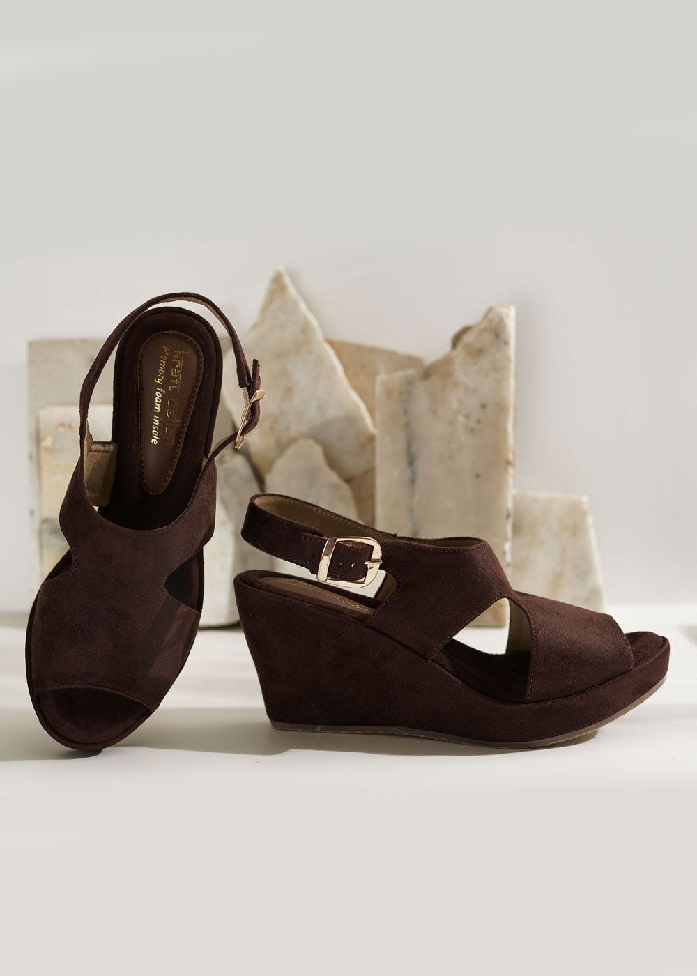 Get Peep Toe Classic Solid Slingback Wedges at ₹ 999 | LBB Shop