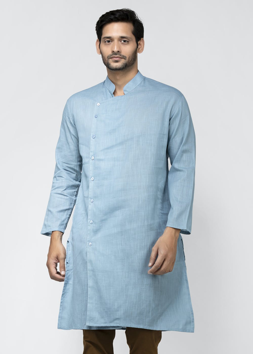 Get Side Placket Detail Solid Cotton Kurta at ₹ 1499 | LBB Shop
