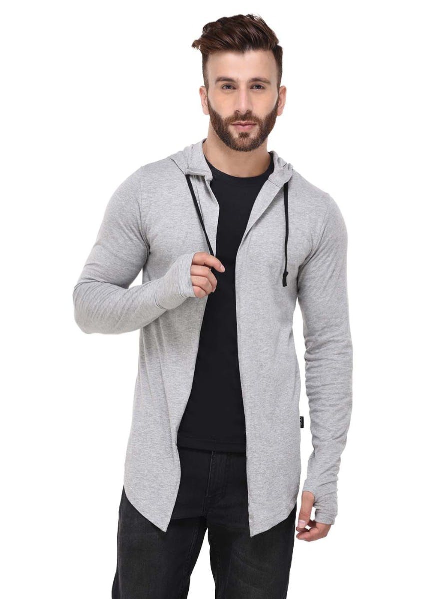 Get Light Grey Hooded Men's Shrug at ₹ 447 | LBB Shop