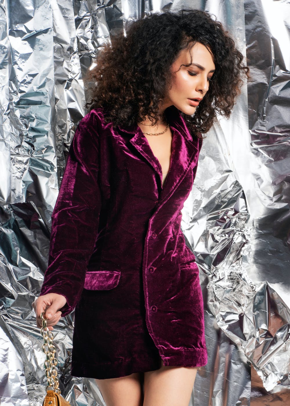 Get Classic Velvet Wine Blazer Dress at ₹ 3190 | LBB Shop