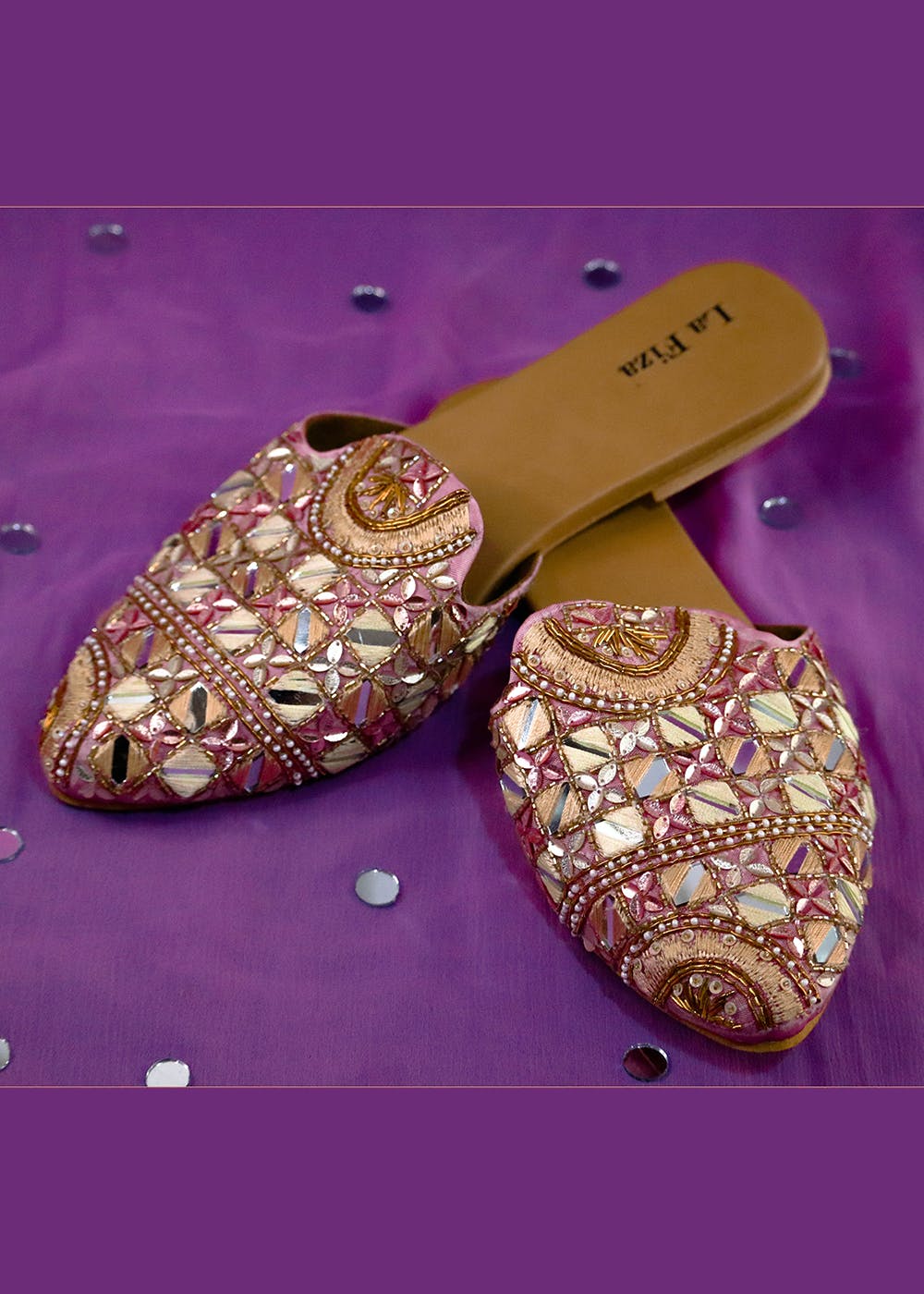 Get Lavender Mirror Work Mule at ₹ 2495 | LBB Shop