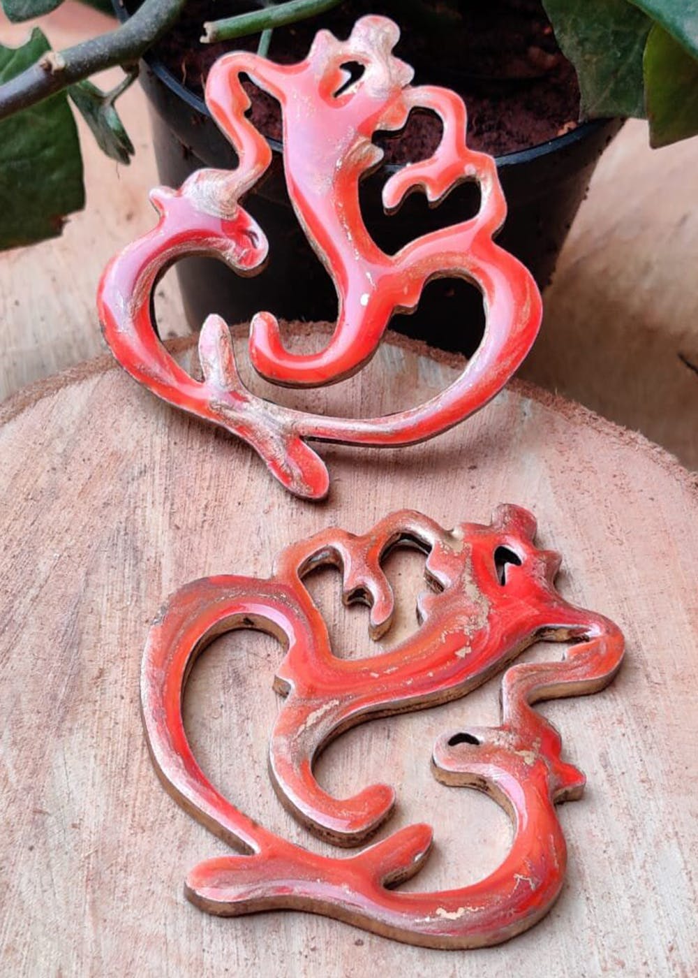 Get Red & Gold Lord Ganesha Resin Magnets - Set of 2 (3in Each) at ...