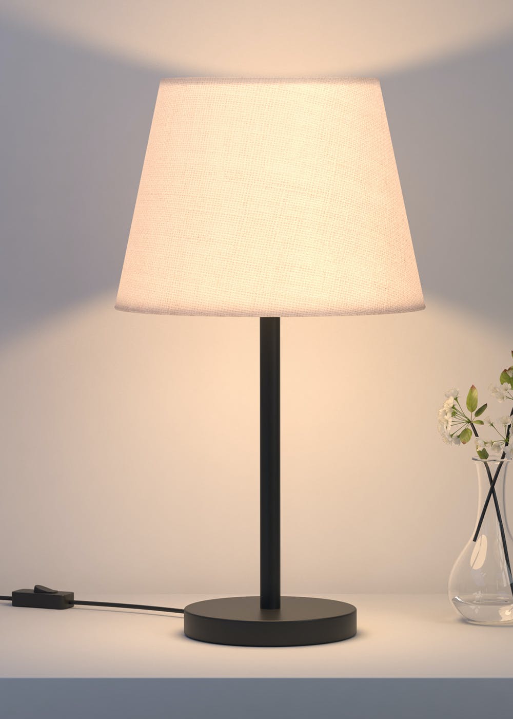 Get Black Polished Sleek Table Lamp with Lampshade at ₹ 1949 | LBB Shop