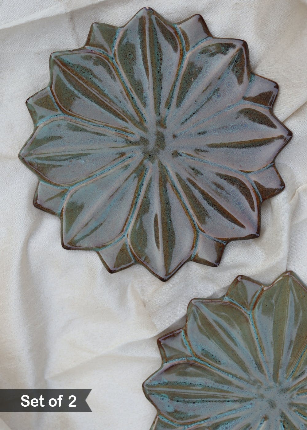 Get Lotus Olive Plate - Set of 2 at ₹ 1299 | LBB Shop