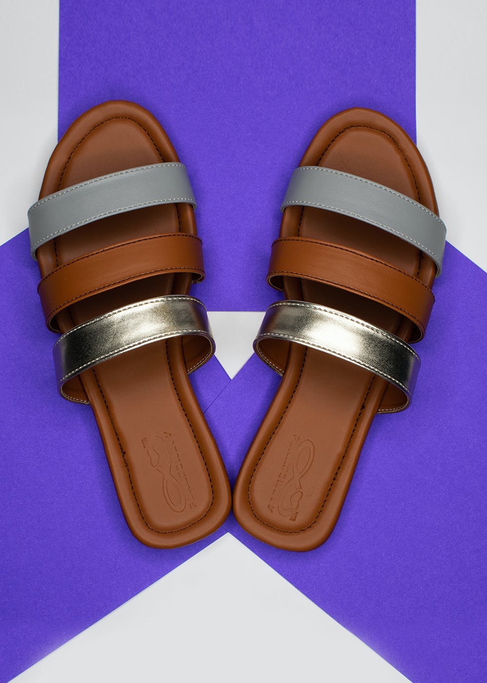 Get Three-Tone Strappy Slides at ₹ 499 | LBB Shop