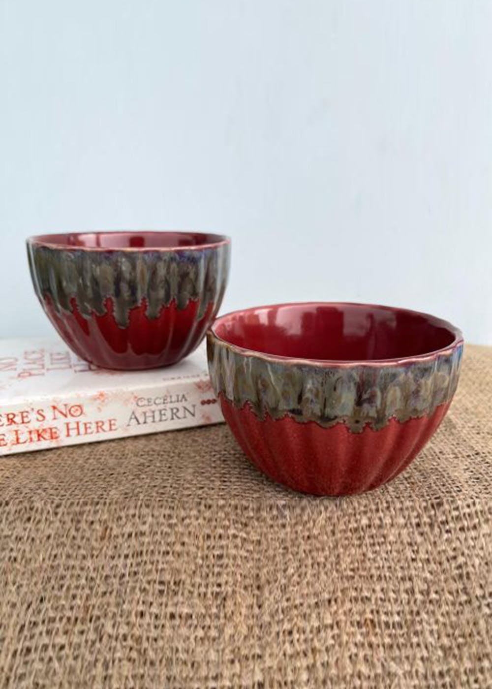 Get Maroon Lined Bowls - Set of 2 at ₹ 650 | LBB Shop