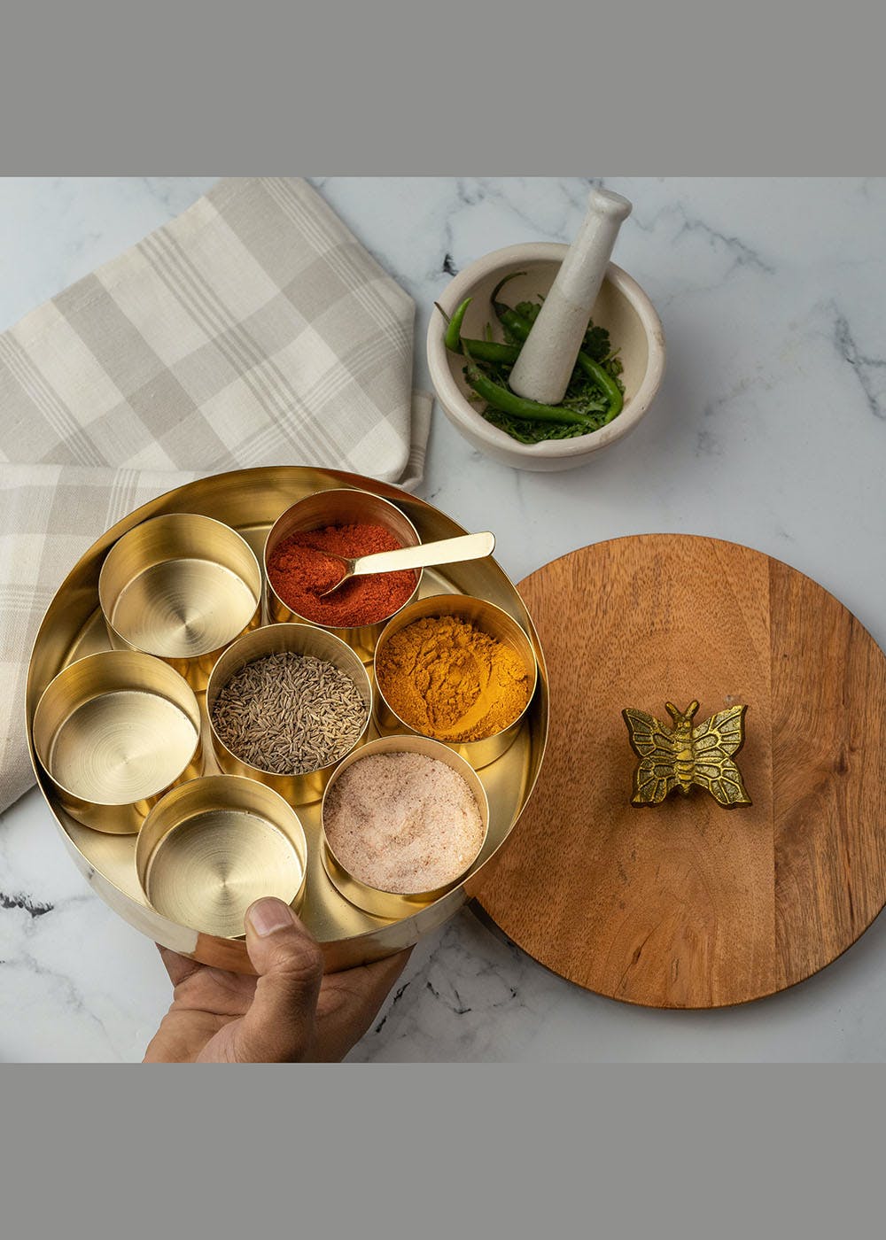 Get Mango Wood & Aluminium Masala Box at ₹ 1900 | LBB Shop