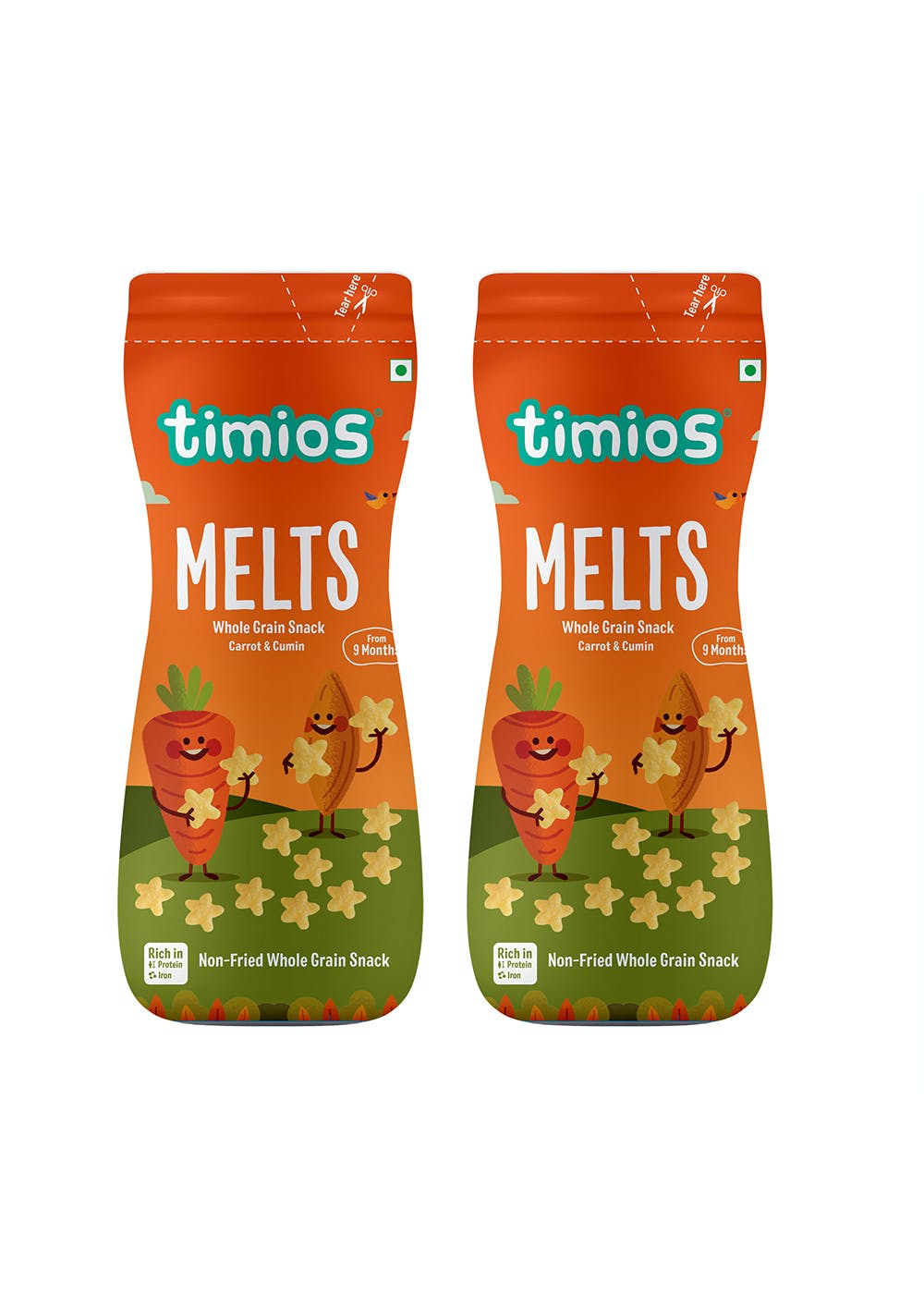 Get Pack of 2 Melts Carrot & Cumin Whole Grain Snack at ₹ 280 | LBB Shop