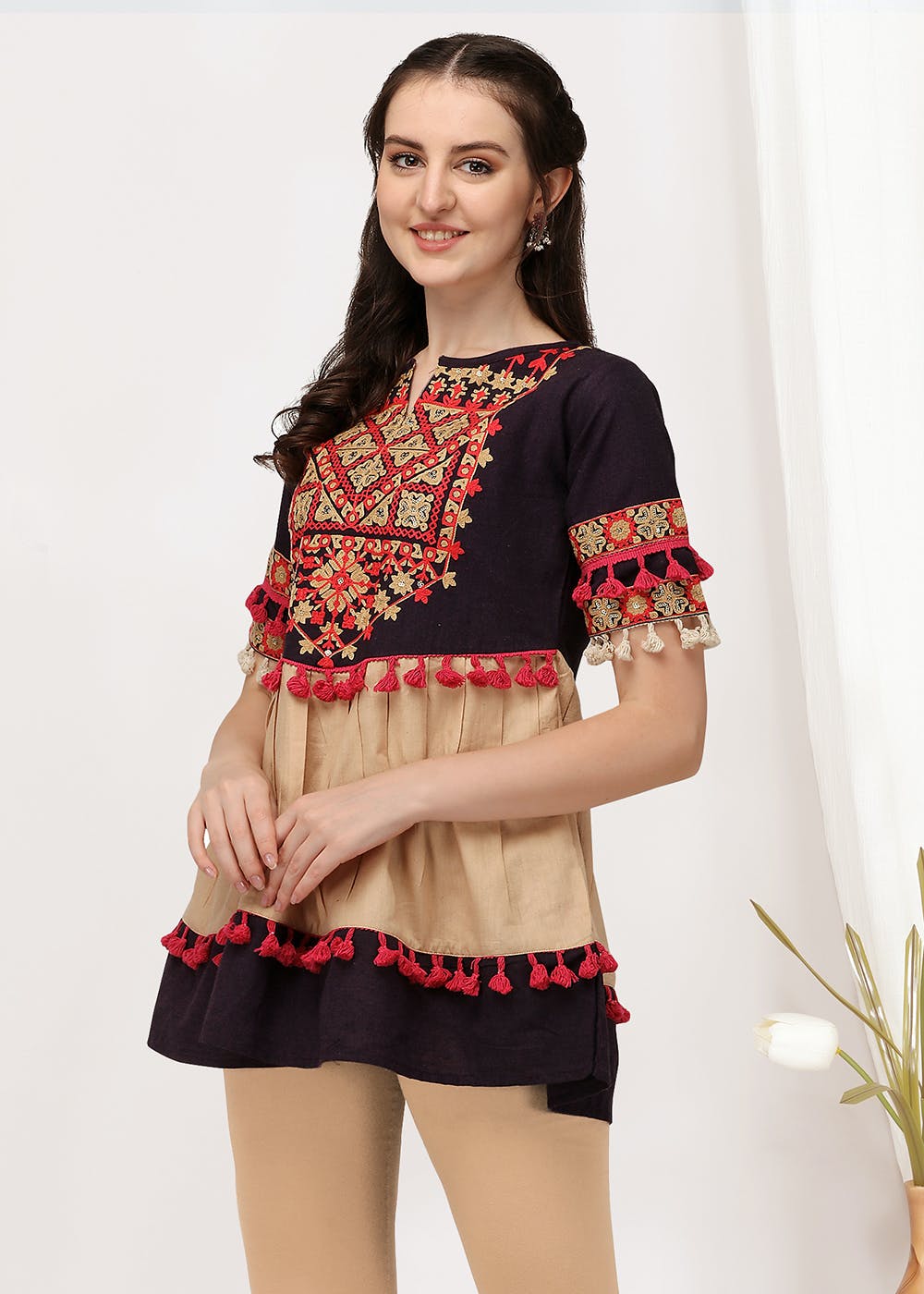 Get Beautiful Purple Embroidered Long Kedia Top at ₹ 1499 | LBB Shop