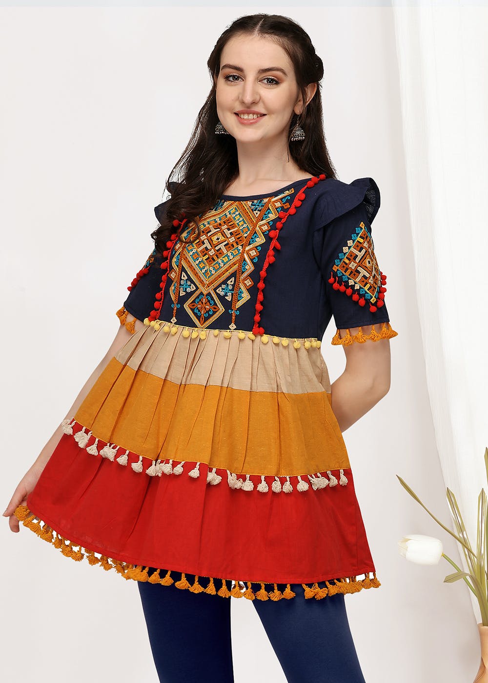 Get Turquoise Embroidered Long Kedia Top at ₹ 1499 | LBB Shop