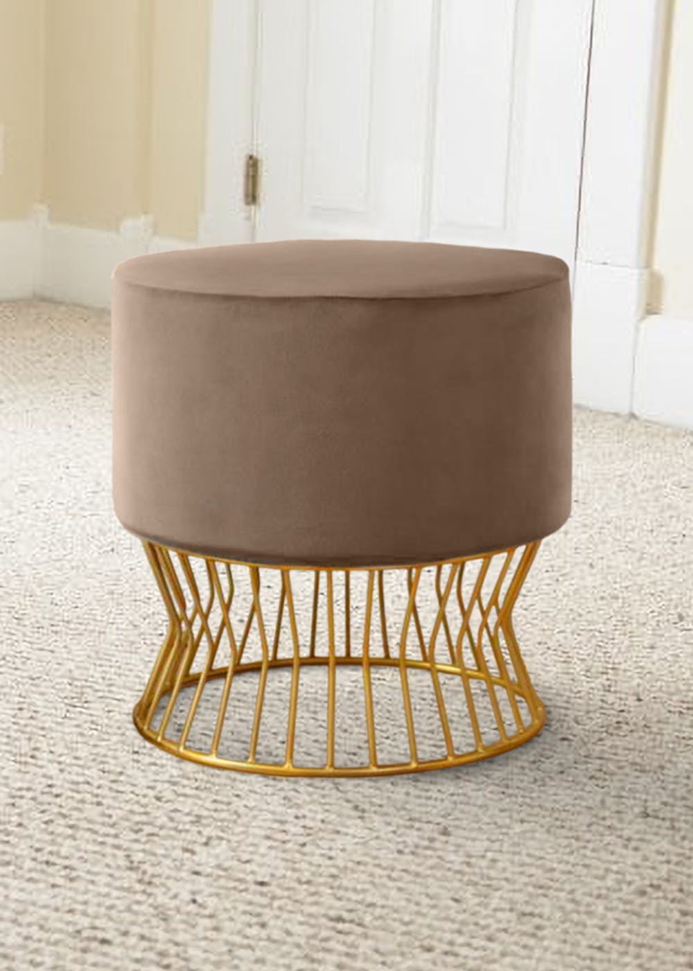 Get Foam Cushioned Foot Resting Stool For Living Room With Metal Legs ...