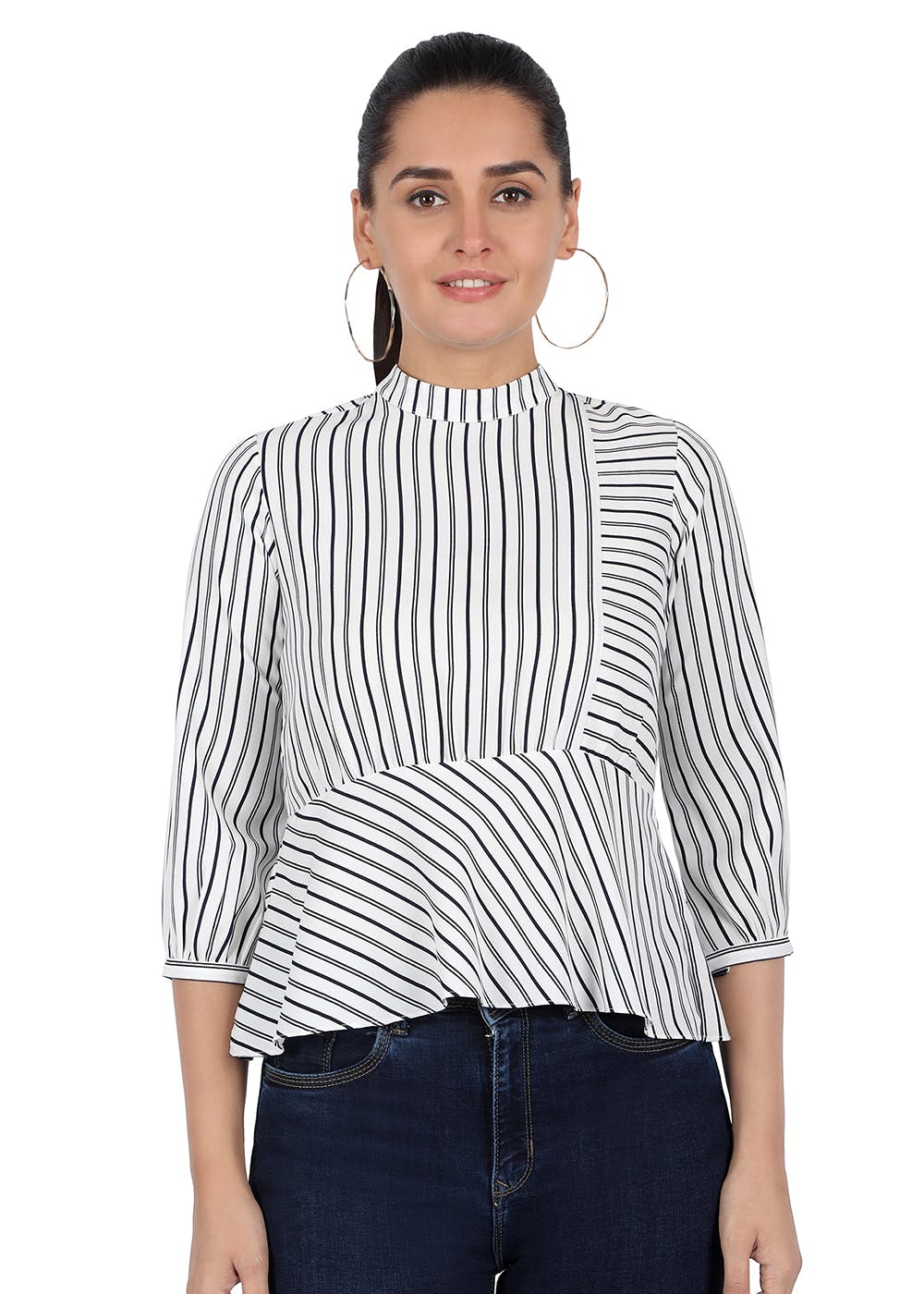Get Multi Directional Striped Detail White Top at ₹ 899 | LBB Shop