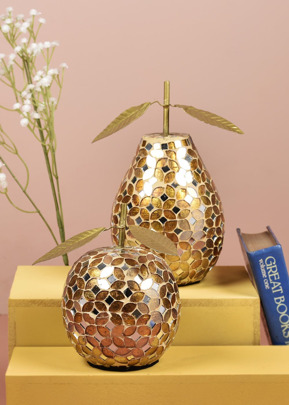 Get Mosaic Mirror Pear And Apple Decorative Gold 8 Inches -Set Of 2 at ...