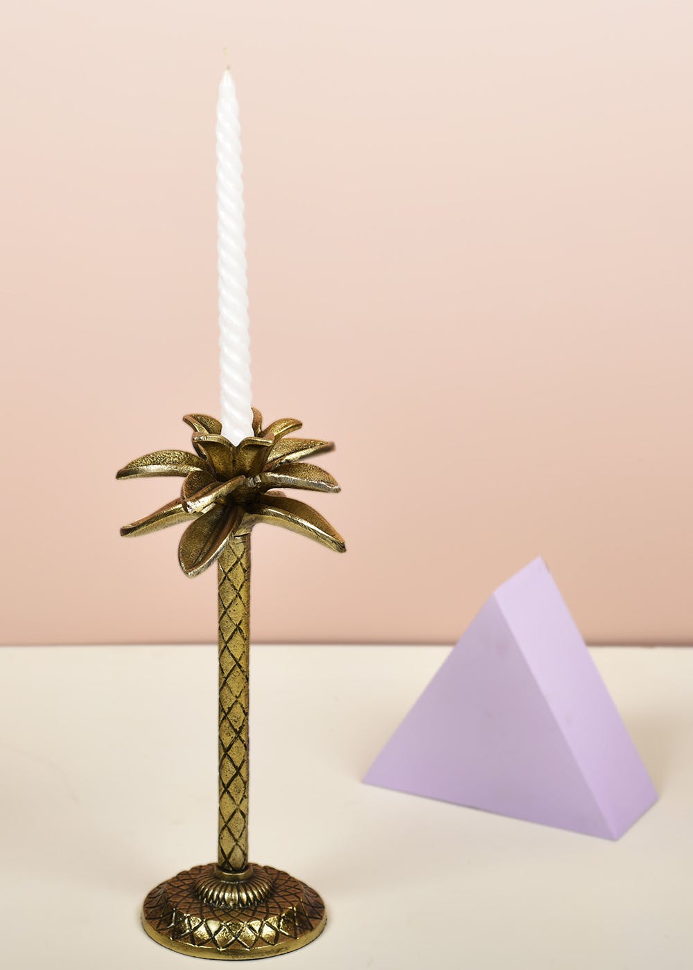 Get Antique Brass Palm Tree Pillar Candle Holder Big 13 Inches Long at ...