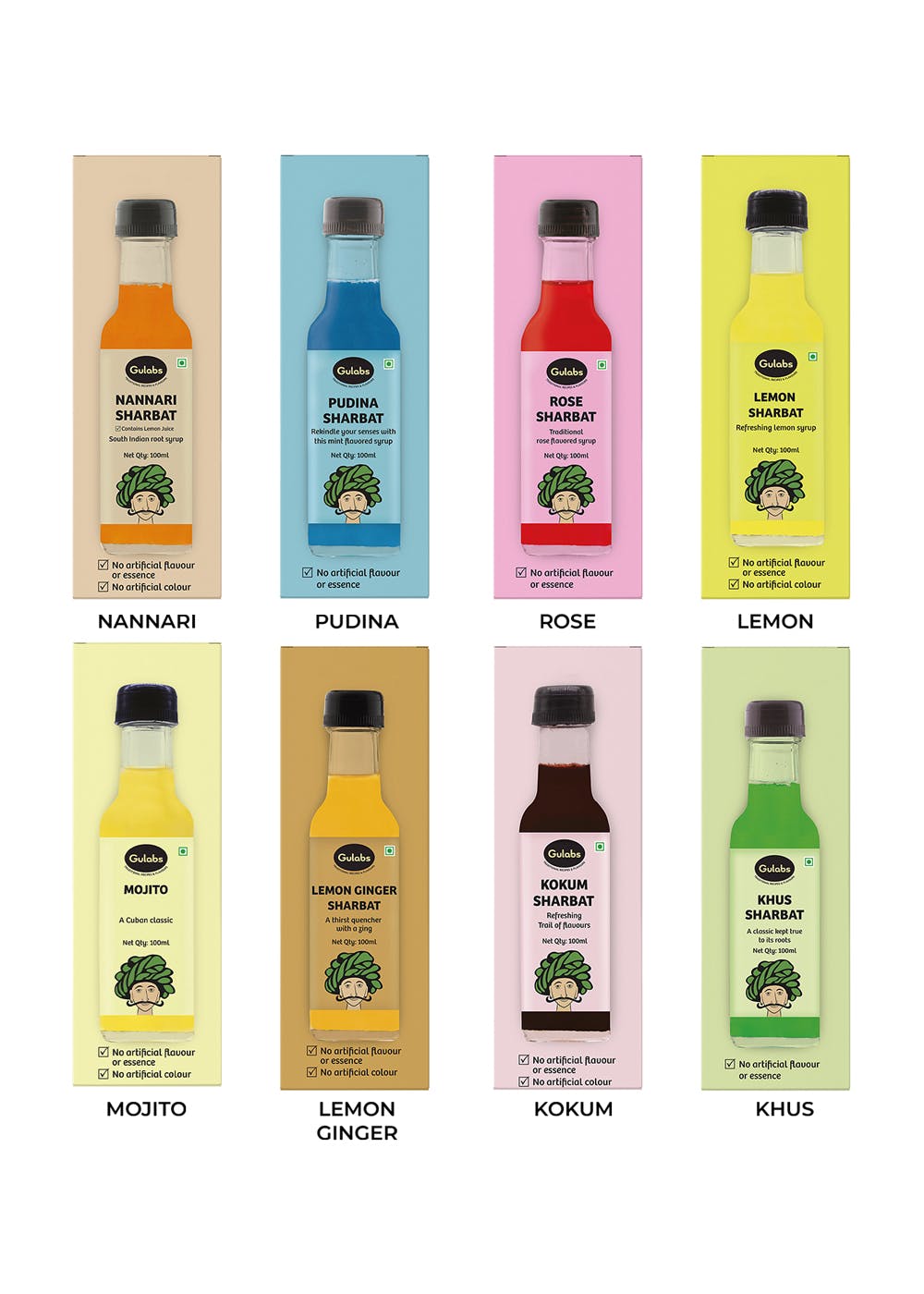Get Mini Sharbat Combo (Pack of 8 - Rose, Khus, Nannari, Mojito, Lemon ...