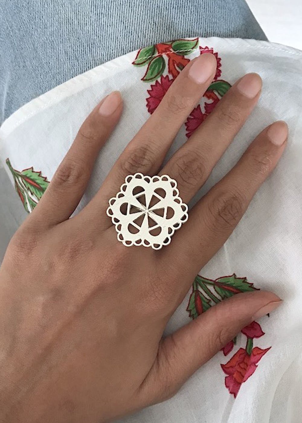 Get Geometric Floral Big Circular Ring at ₹ 1000 | LBB Shop
