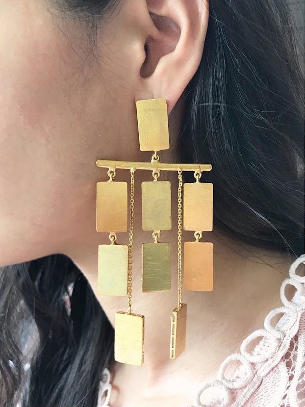 Get Gold-Plated Rectangle Drop Earrings at ₹ 2200 | LBB Shop