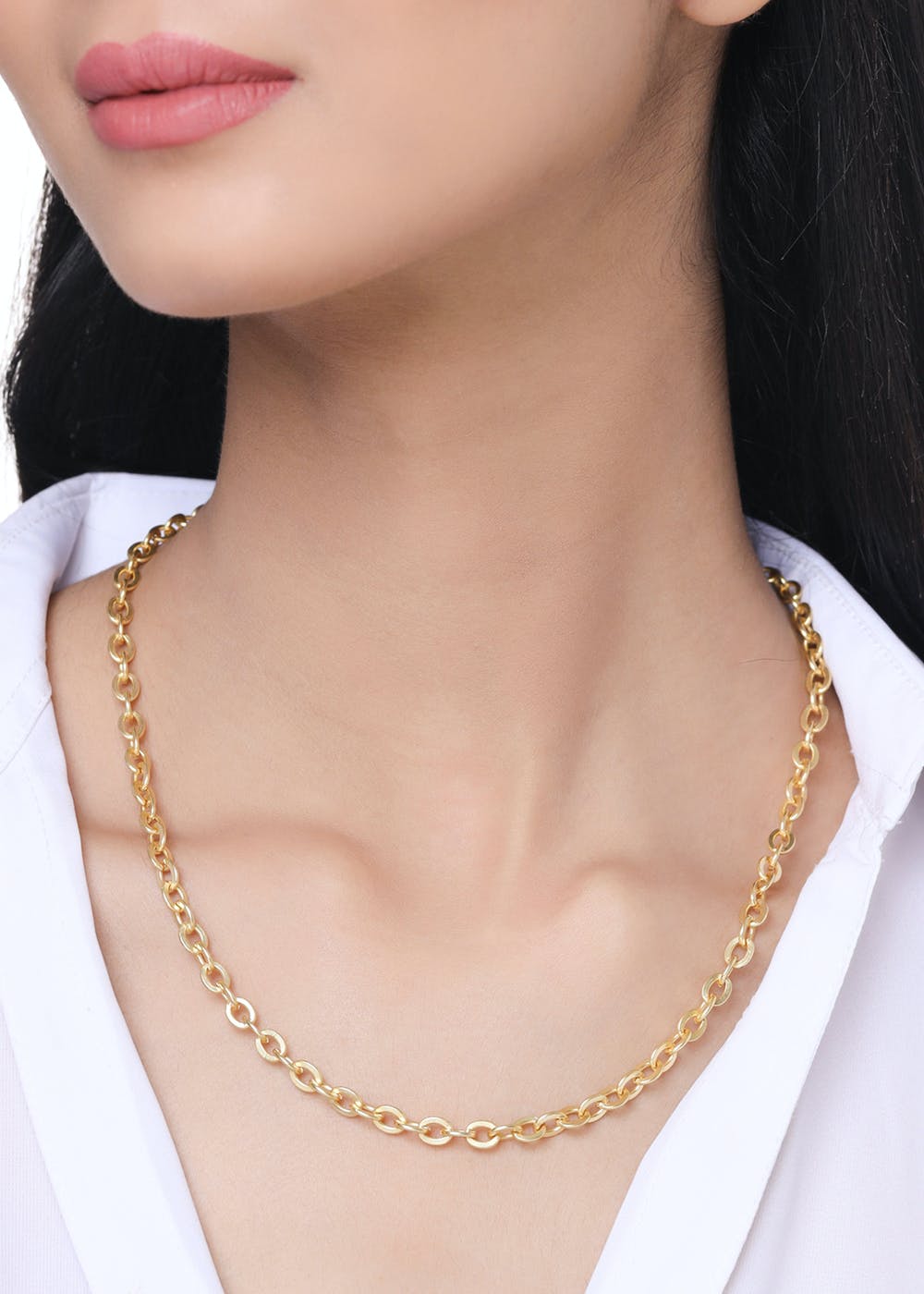 Get Circular Interlocked Design Gold-Plated Necklace Chain at ₹ 1000 ...