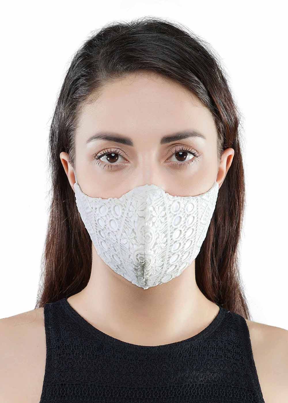 Get White Laced 3-Ply Contoured Mask at ₹ 220 | LBB Shop