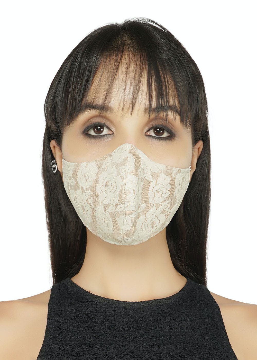 Get White Rose Laced 3-Ply Mask at ₹ 290 | LBB Shop