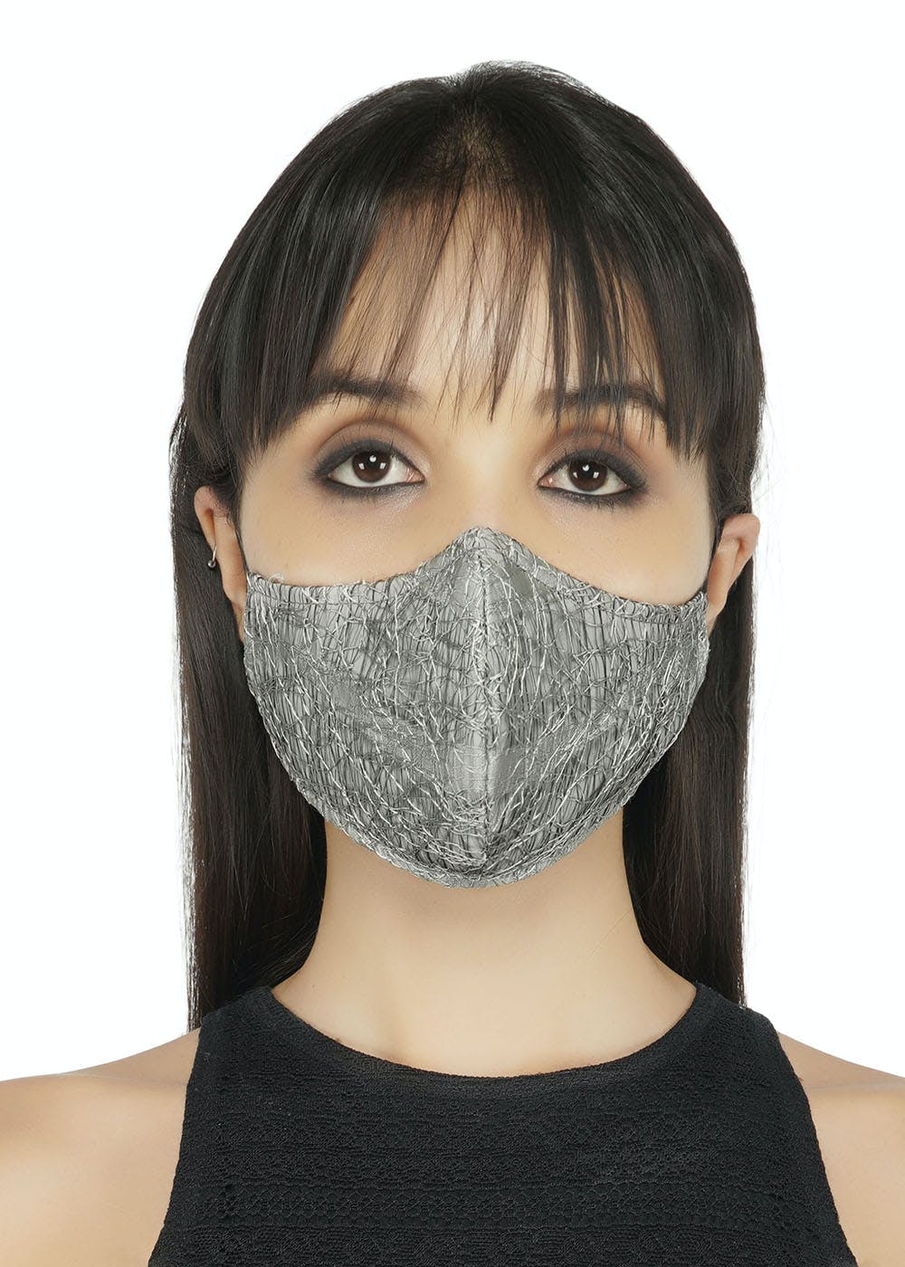Get Grey Laced 3-Ply Contoured Mask at ₹ 290 | LBB Shop