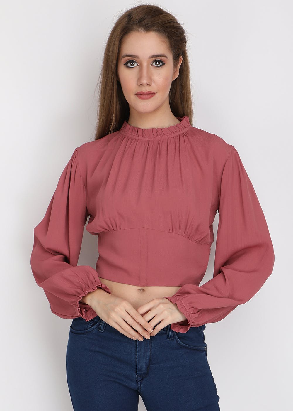 Get Tie Up Gathered Crop Top at ₹ 499 | LBB Shop