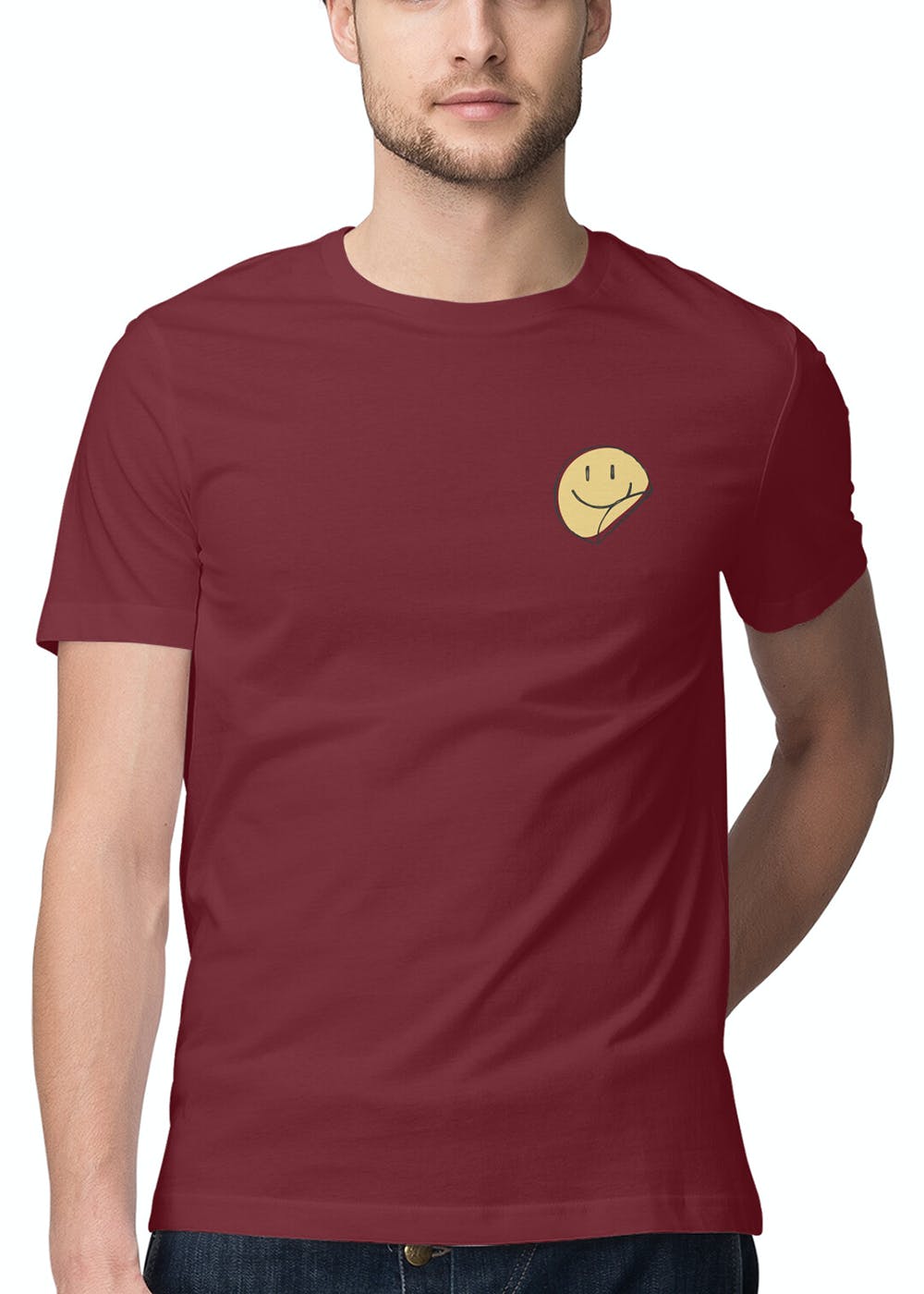 Get Smiley Graphic Patch Maroon T-Shirt at ₹ 899 | LBB Shop