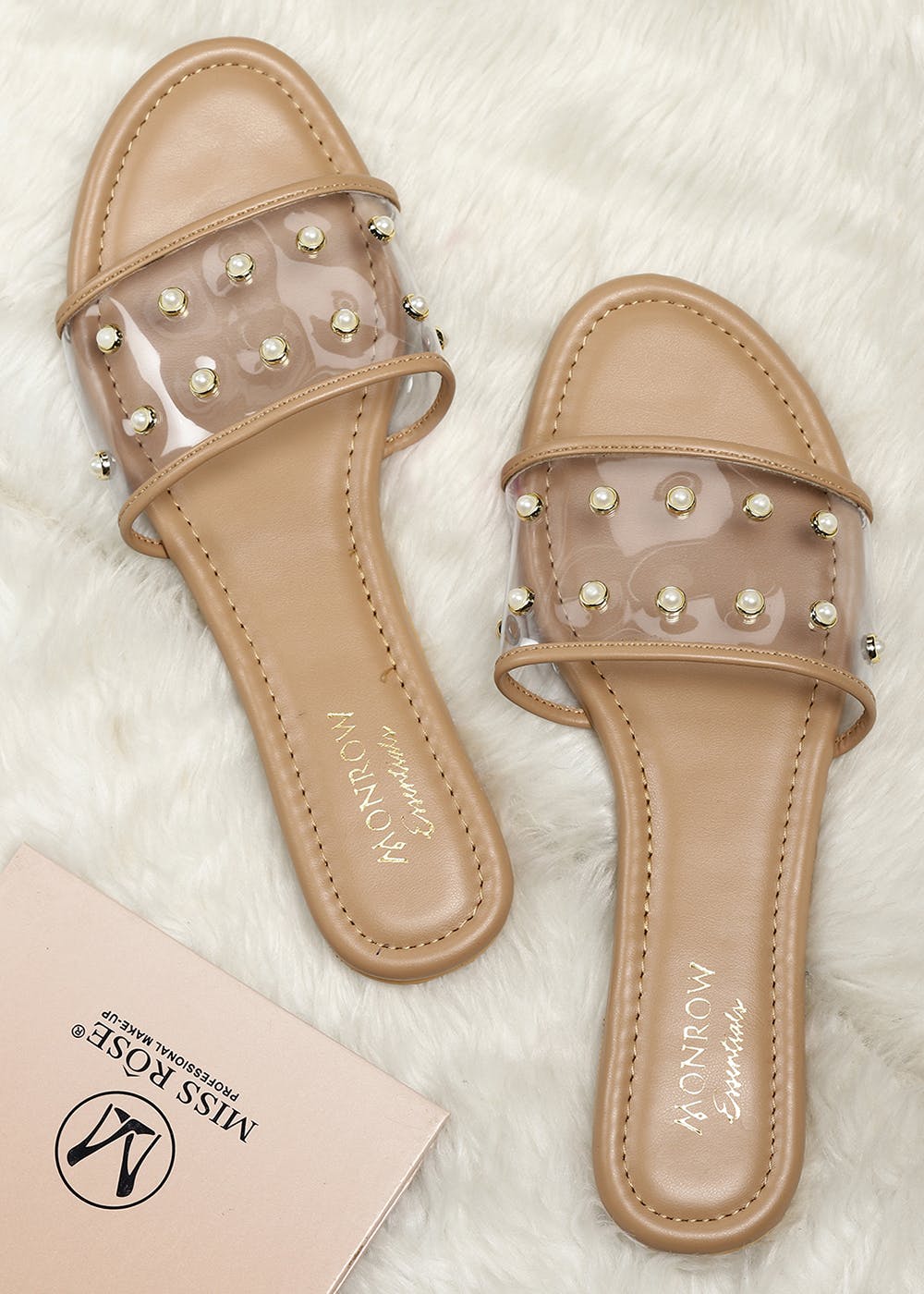 Get Pearl Embellished PVC Strapped Slides at ₹ 934 | LBB Shop